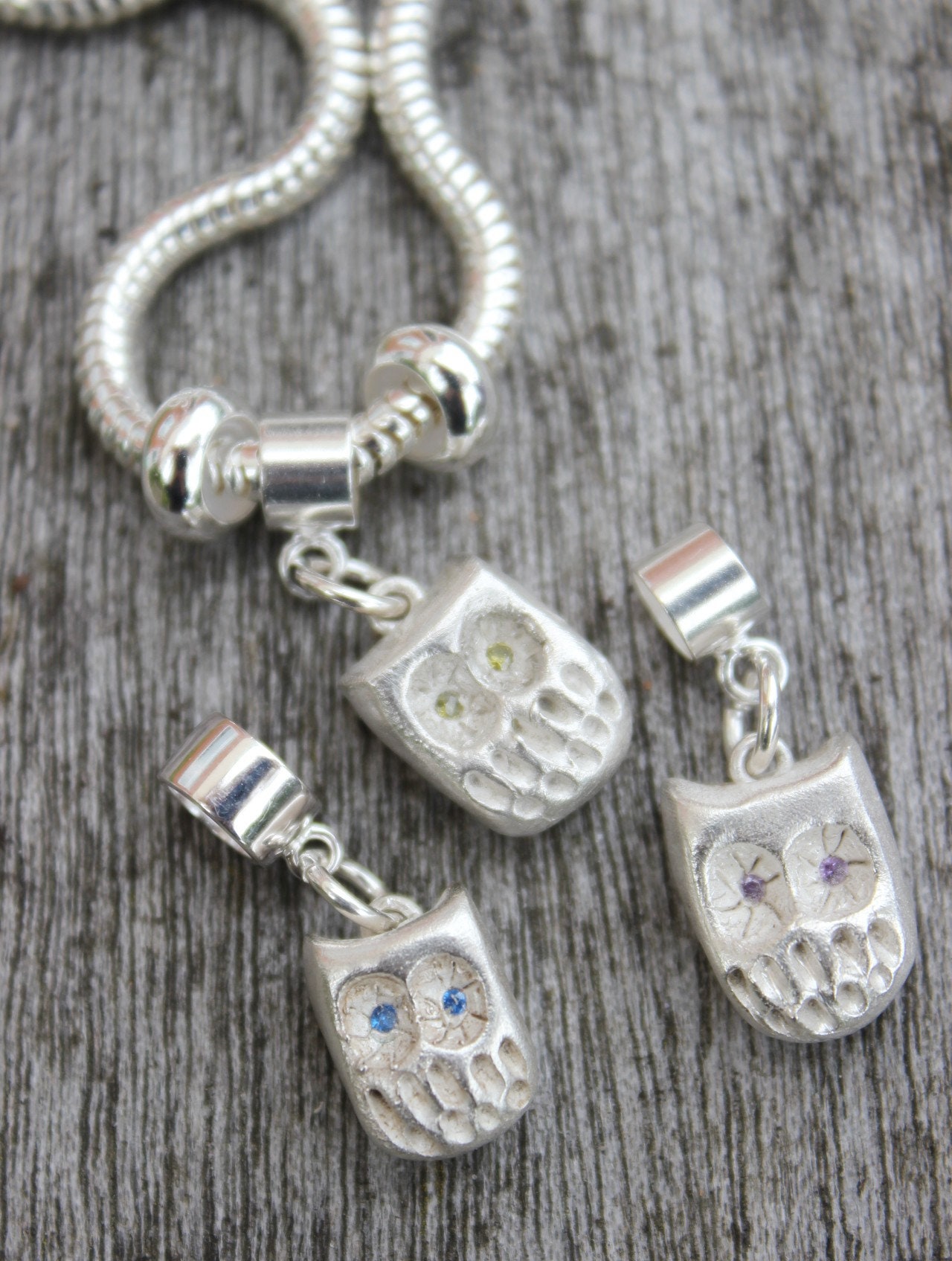 Little Artisan Silver Handmade Owl Charm on Charm Holder or Link ...
