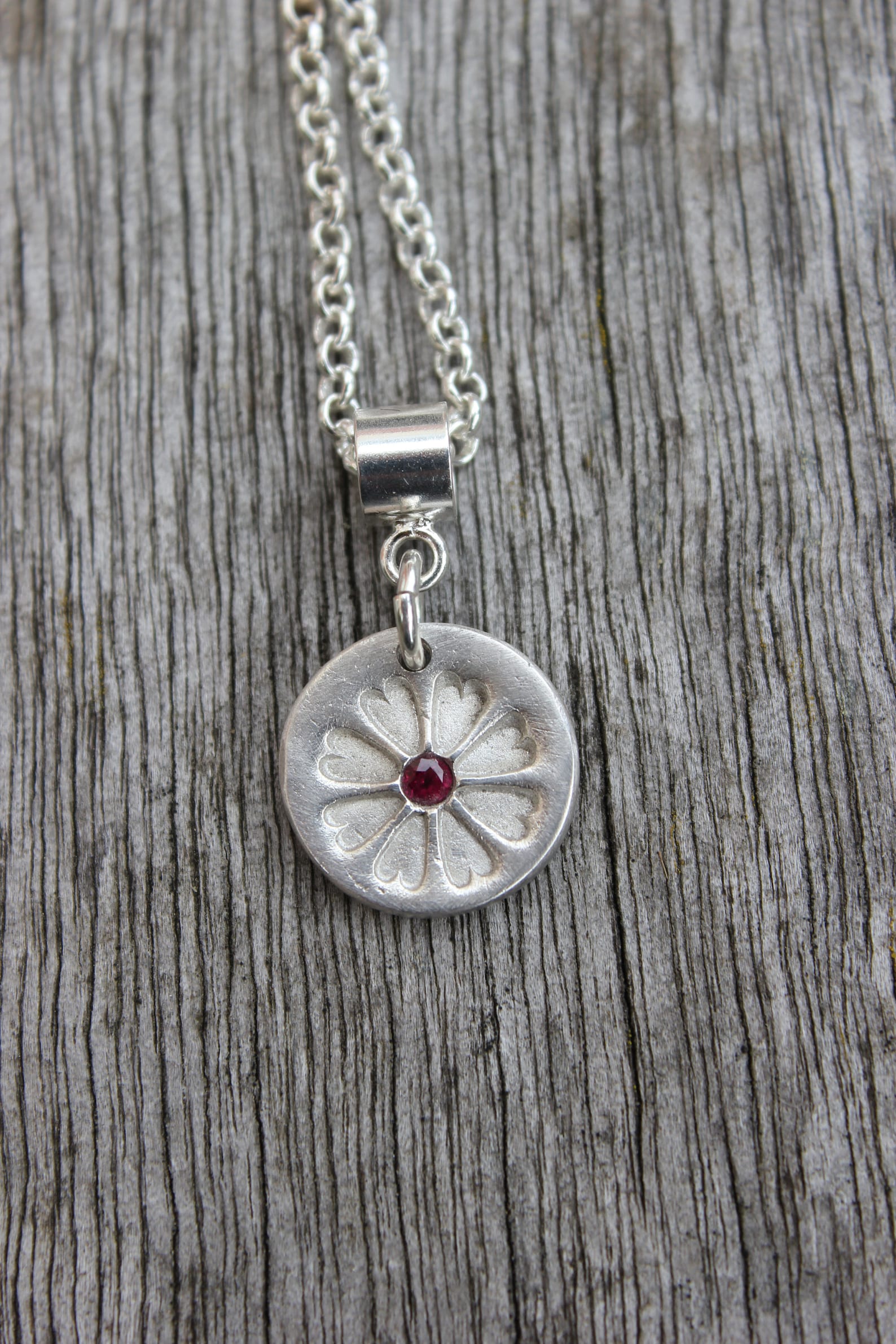 Ruby Flower Charm Heart Flower Charm Ruby Pandora Charm | Etsy UK