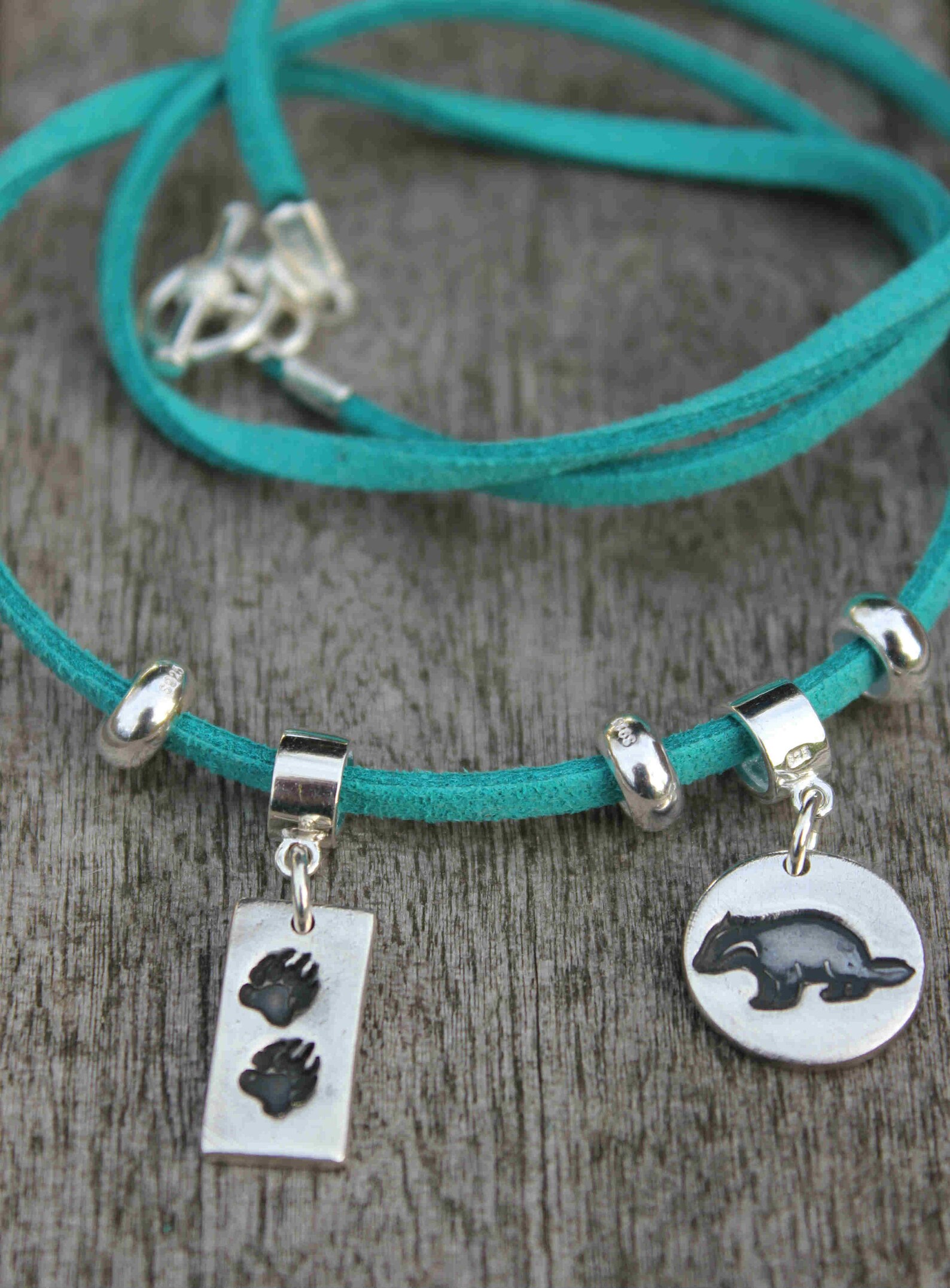 Badger Charm Bracelet, Silver Badger Bracelet, Wildlife Charm Bracelet ...