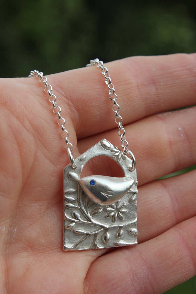 Silver Bird House Necklace Solid Silver Bird Necklace Bird - Etsy UK