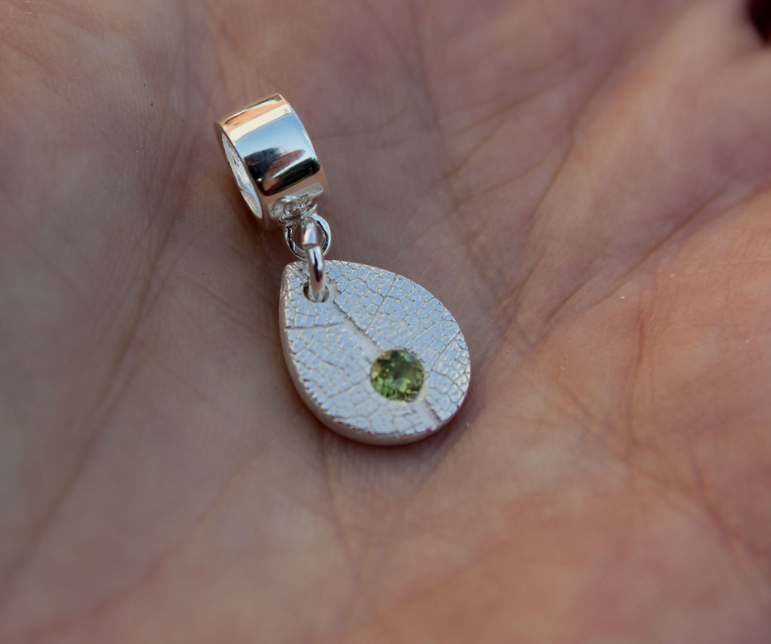 Pandora Peridot Silver Charm Tiny Silver Leaf Charm Gemstone - Etsy UK