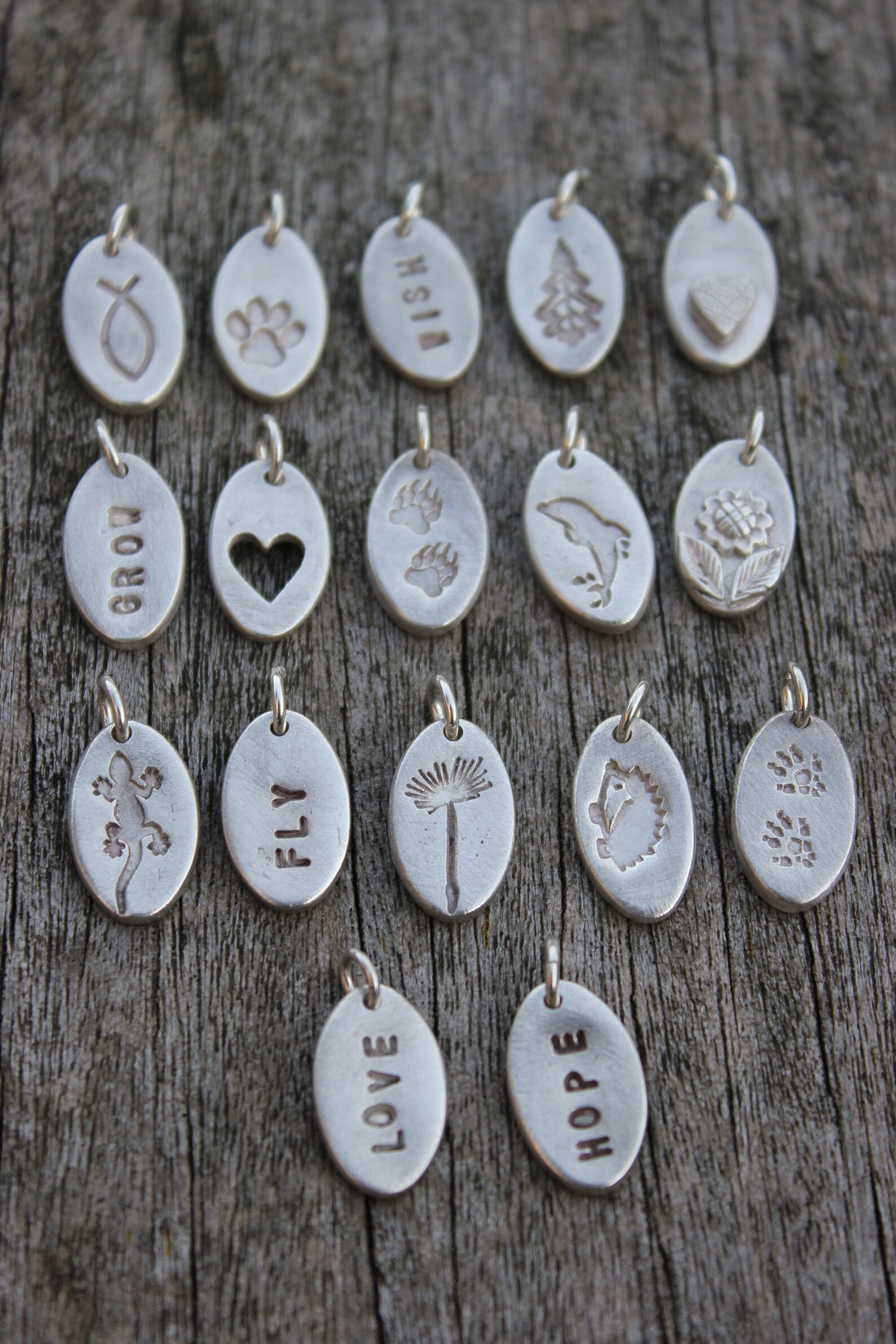 Charm Cluster Necklace Charm Dangle Letters Tiny Word - Etsy UK