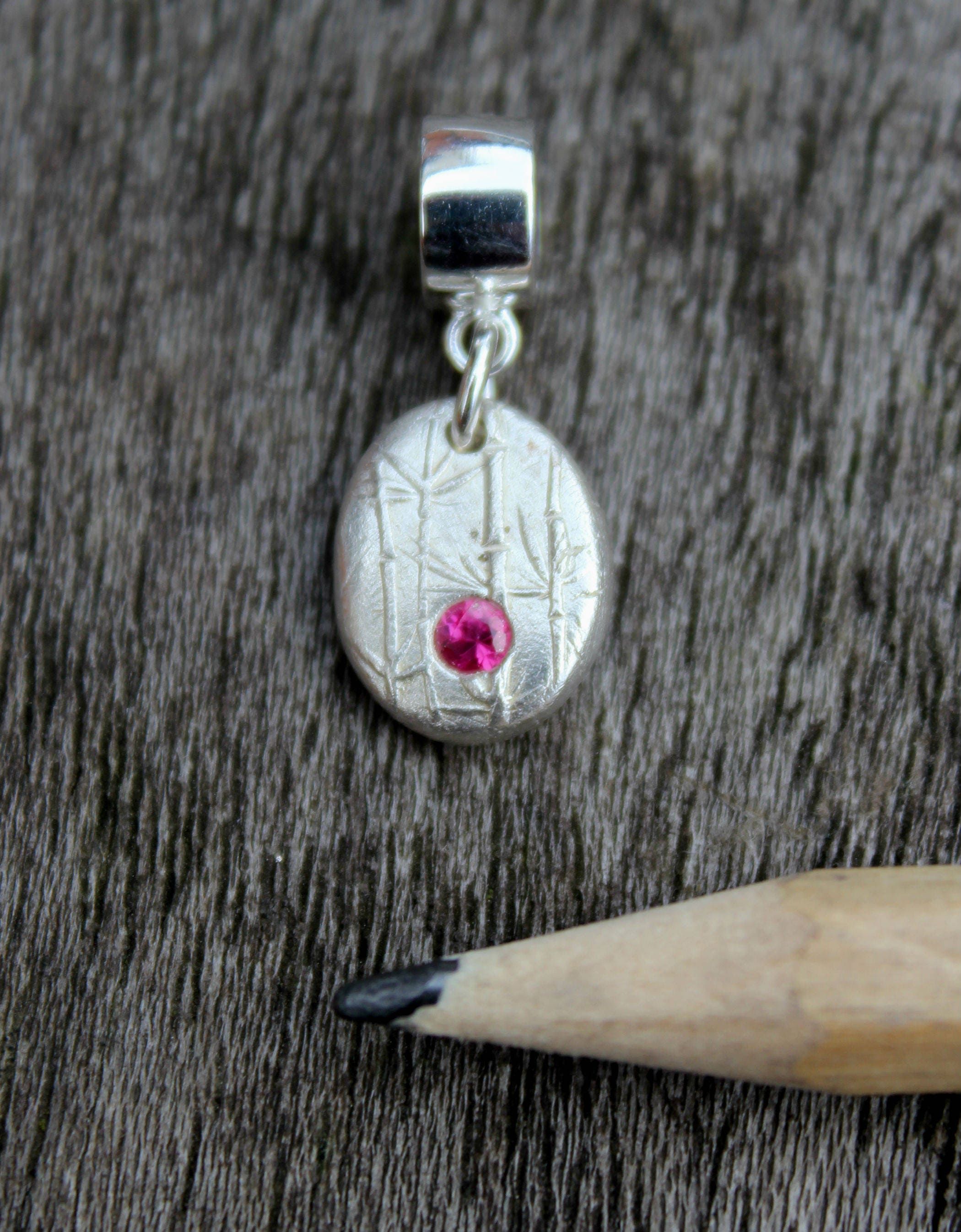 Ruby Gemstone Charm, Pandora Ruby Charm, Ruby Anniversary Charm, Silver ...