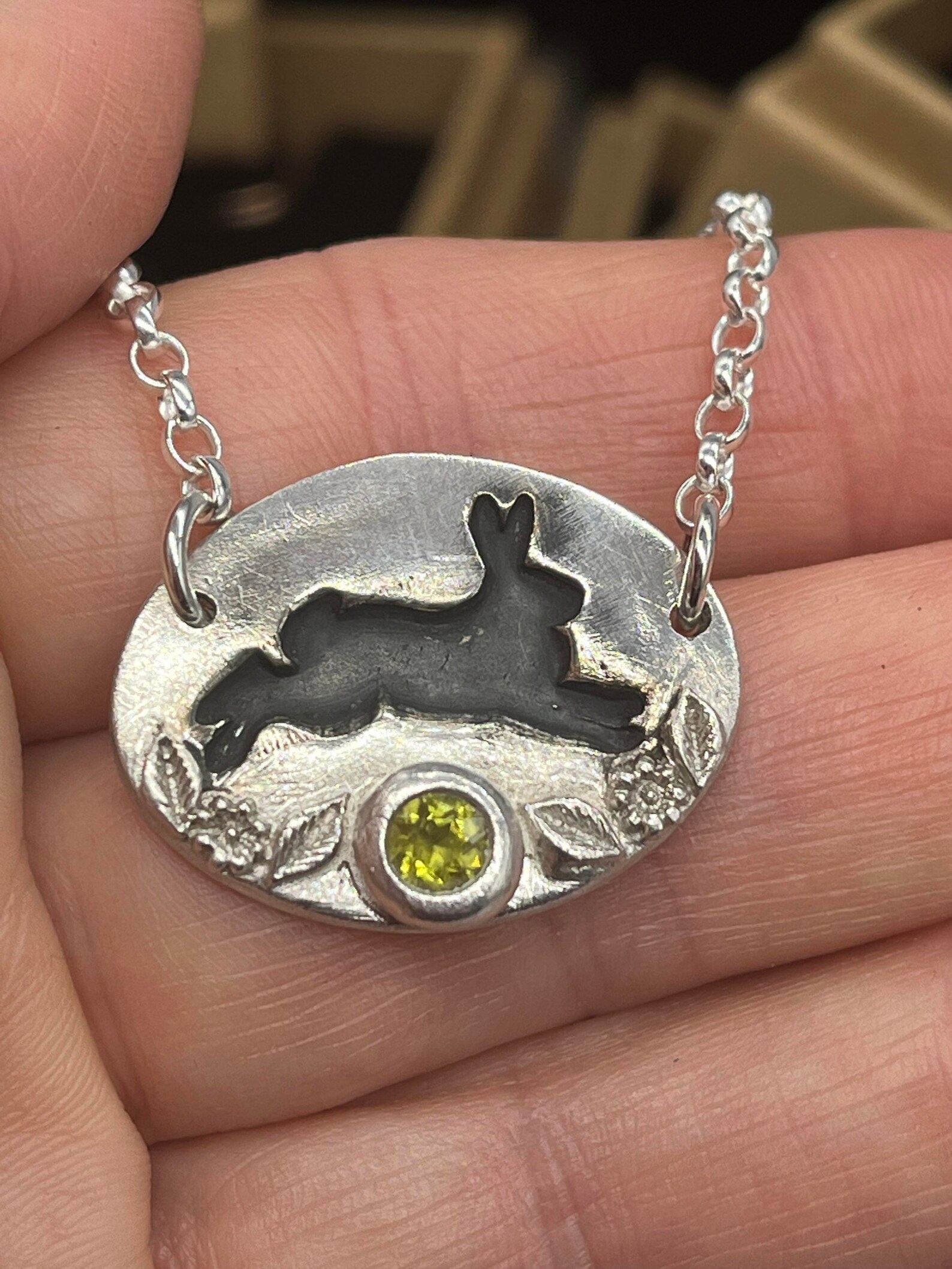 Silver Hare Pendant, Leaping Hare Necklace, Running Hare, Silver Hare ...