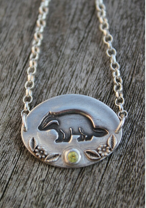 Badger Pendant Silver Badger Necklace Badger Jewellery - Etsy UK