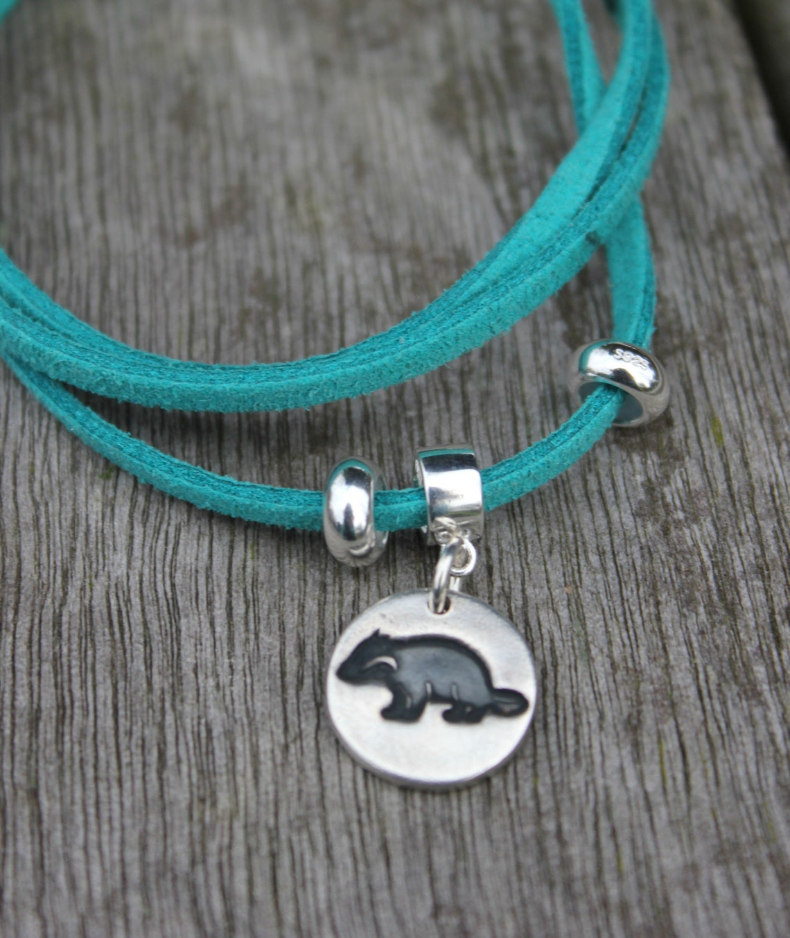 Badger Charm Bracelet, Silver Badger Bracelet, Wildlife Charm Bracelet ...
