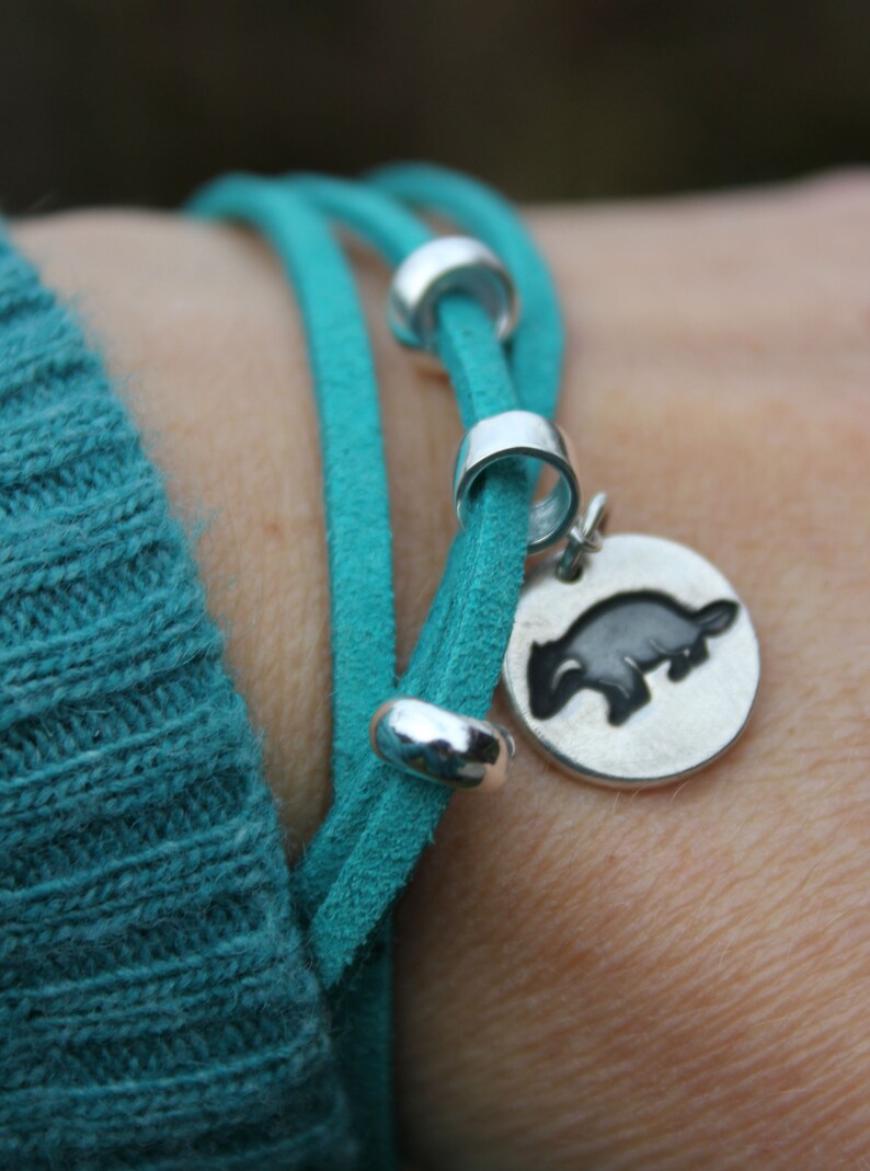 Badger Charm Bracelet, Silver Badger Bracelet, Wildlife Charm Bracelet ...