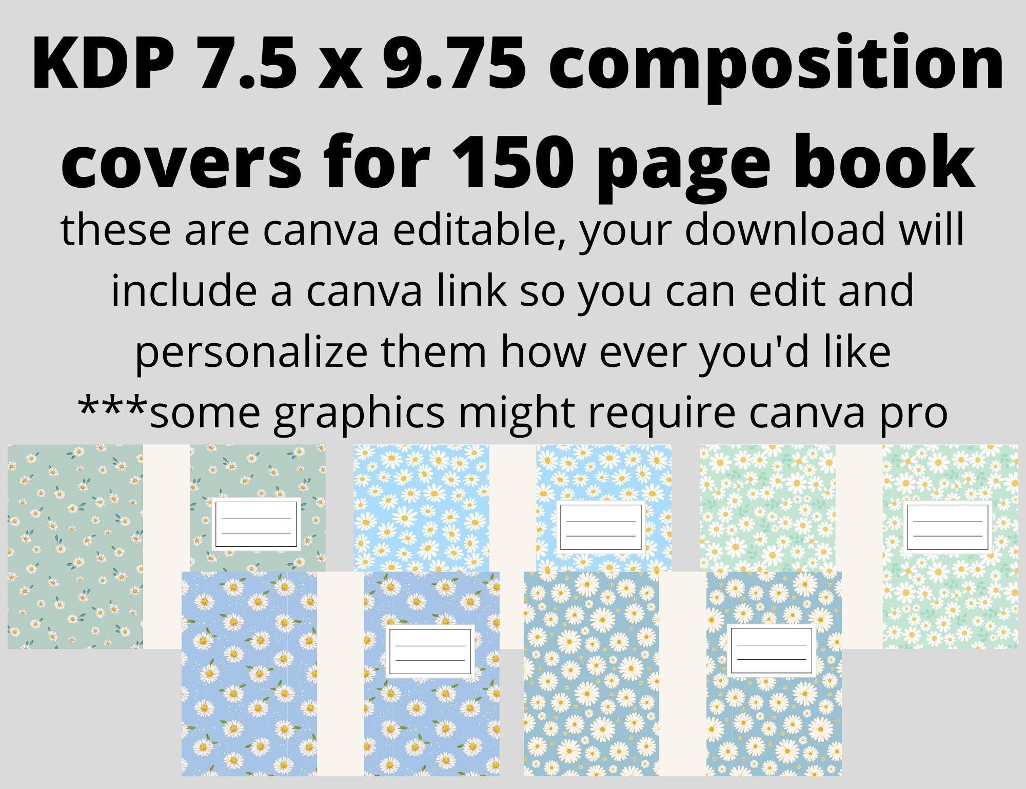 KDP Cover Template, Composition Notebook Cover Editable, Canva Template ...