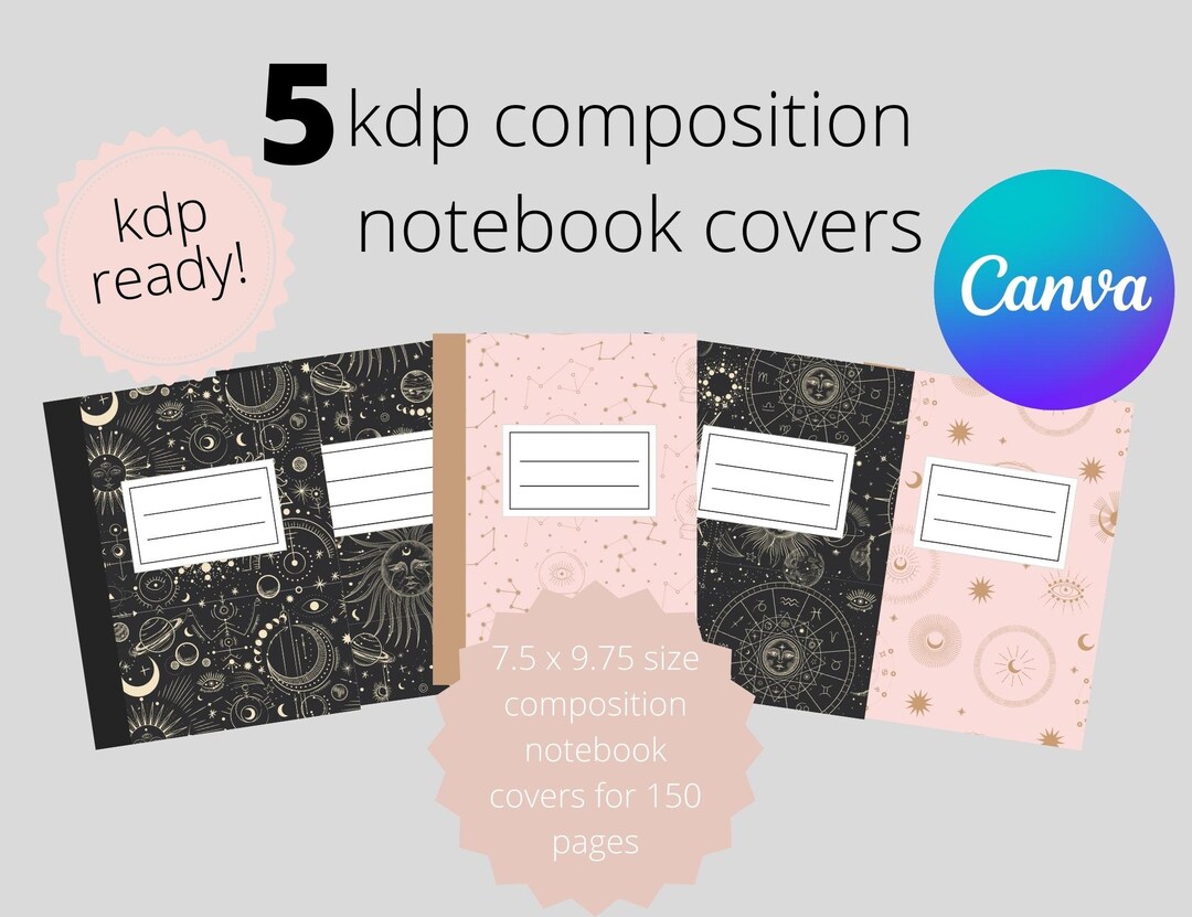 Kdp Cover Template Composition Notebook Cover Editable Canva Template