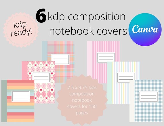 KDP Cover Template Composition Notebook Cover Editable Canva - Etsy