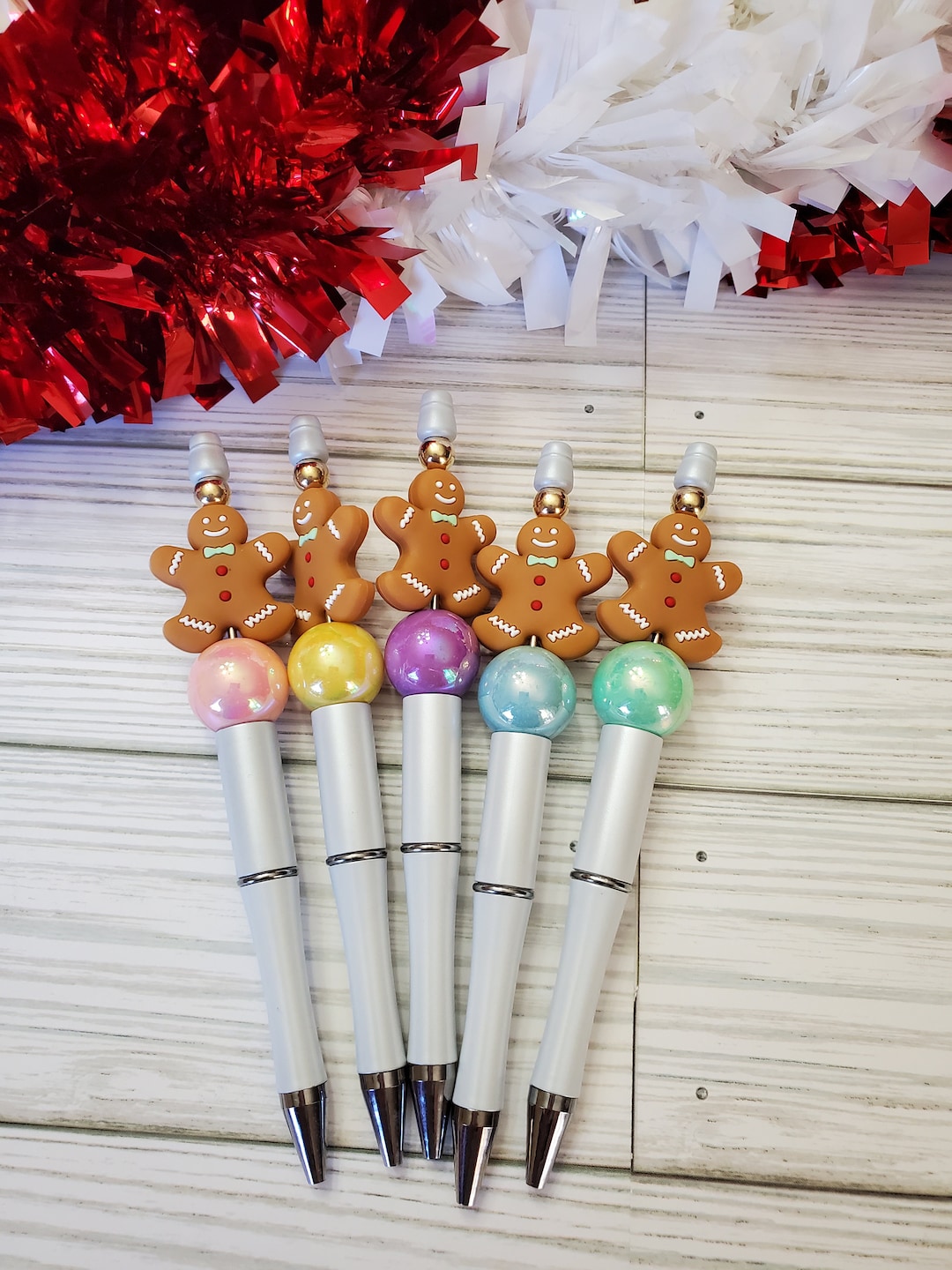 Gingerbread Man Beaded Ink Pen Holiday Pen - Etsy