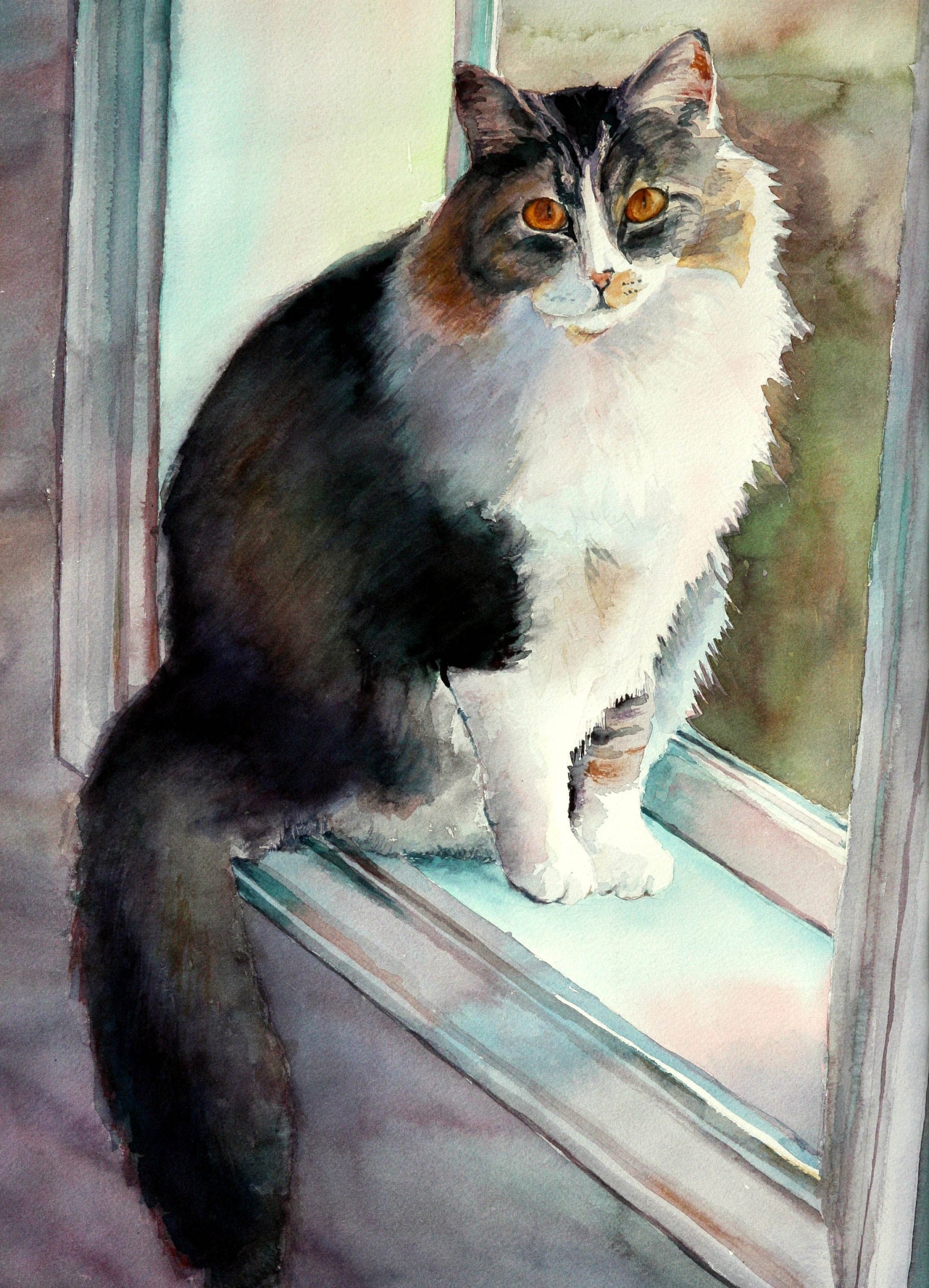 Cat in the Window Original Watercolor Print 5 X 7 - Etsy