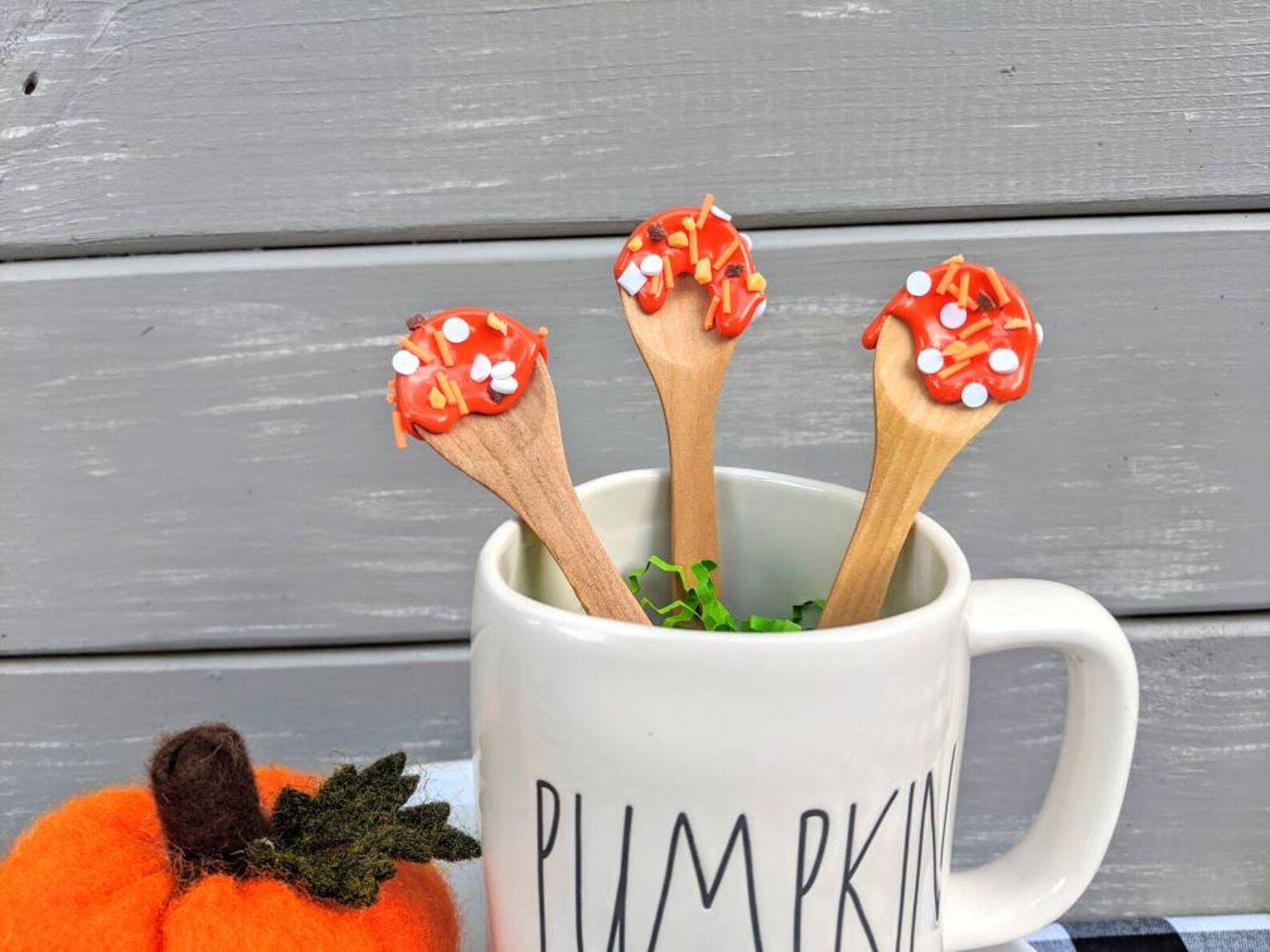 Fake Pumpkin Pie Spoons Pumpkin Mug Toppers Fall Tiered Tray - Etsy