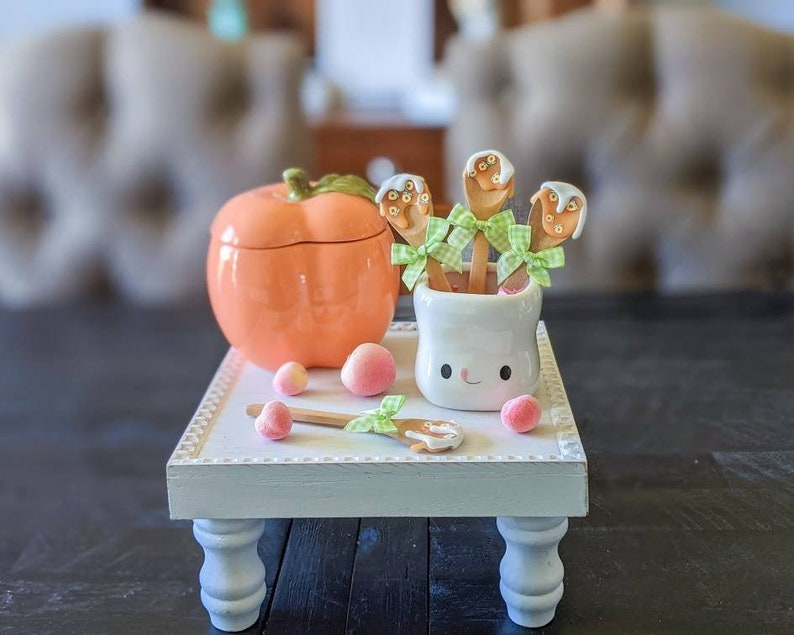 Fake Peaches and Cream Mini Spoon Peach Tiered Tray Decor - Etsy