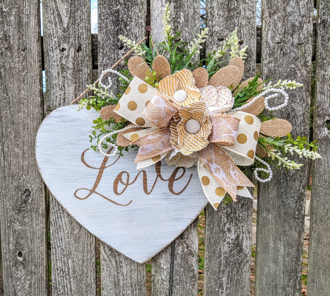 Valentine's Love Sign Rustic Heart Door Hanger Wedding - Etsy