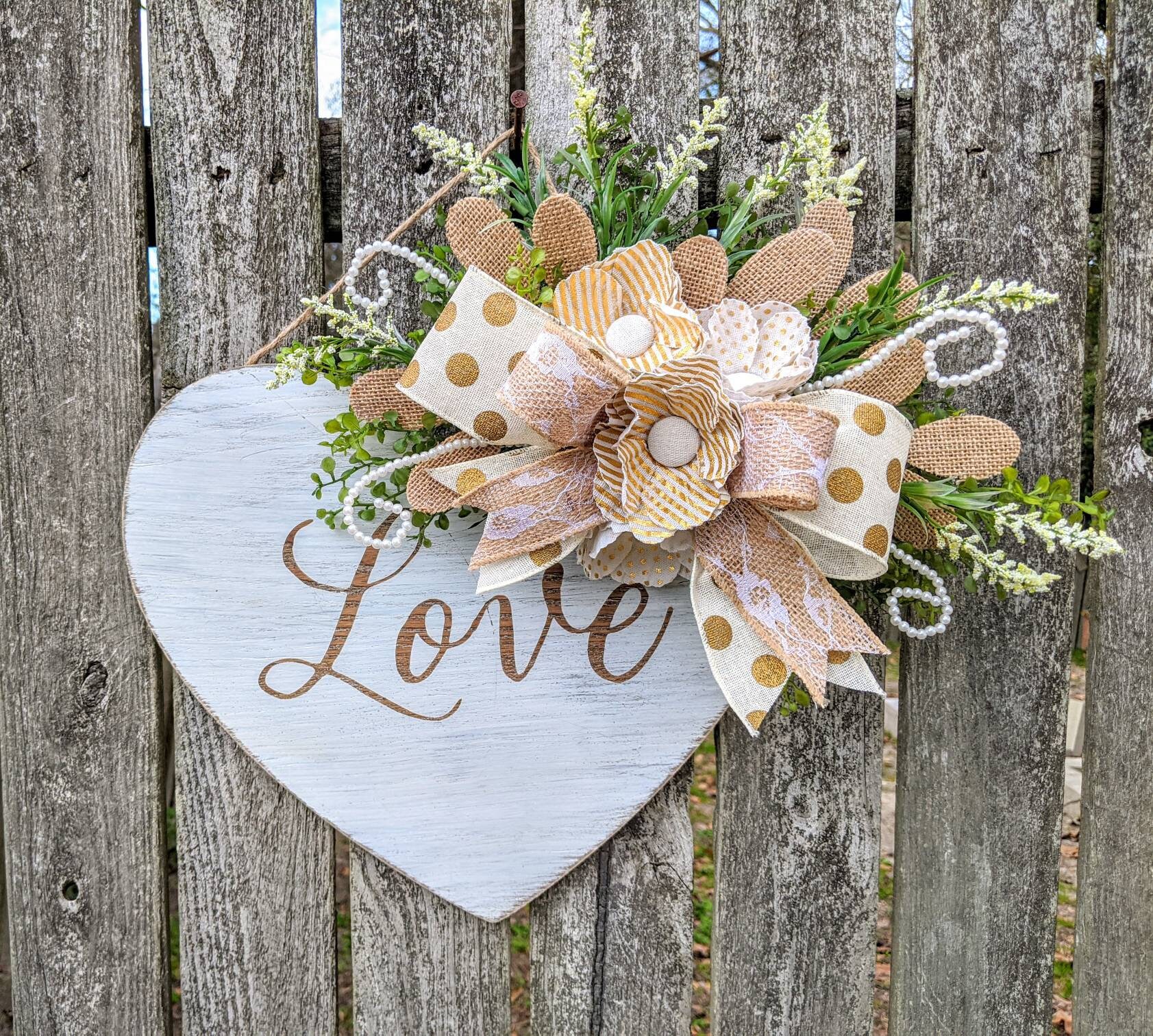 Valentine's Love Sign Rustic Heart Door Hanger Wedding | Etsy