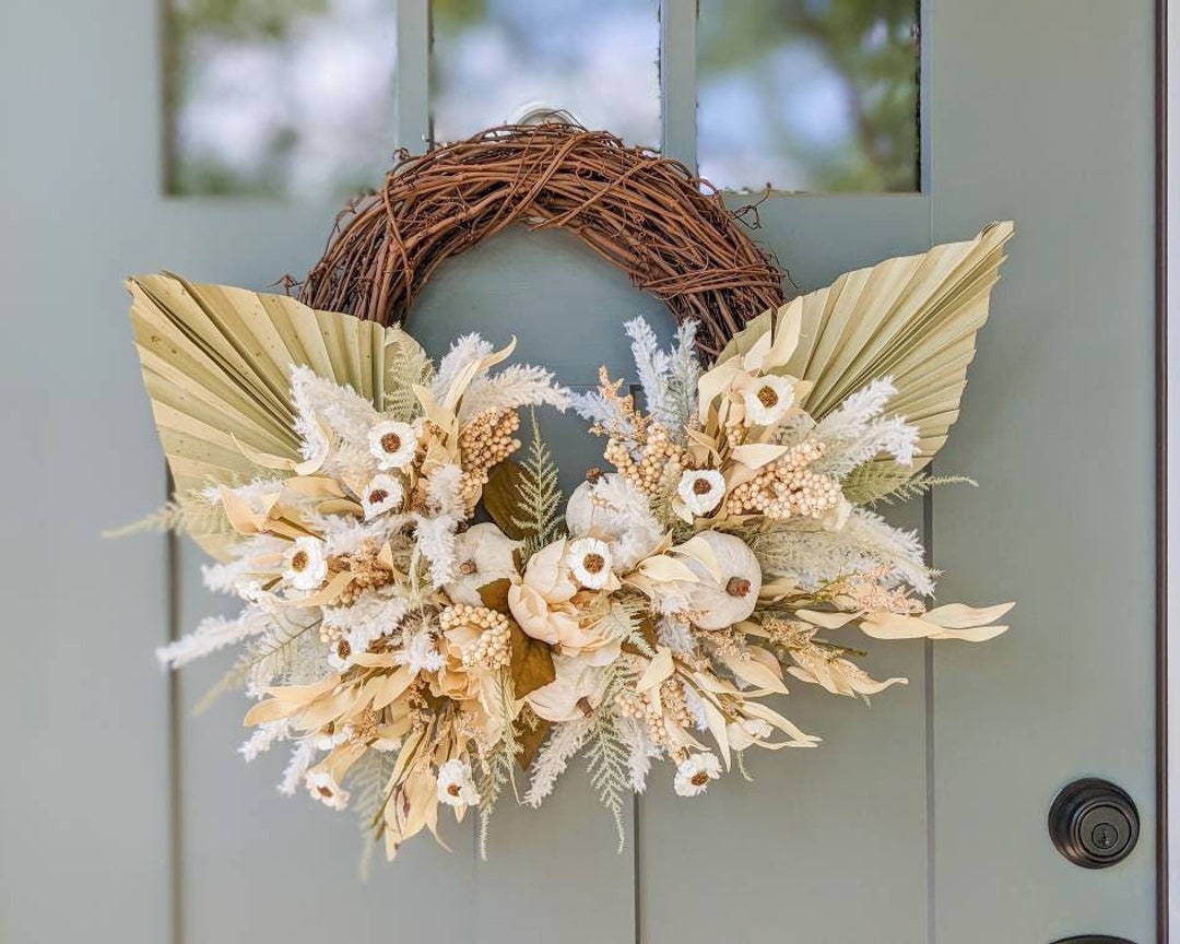 Fall Boho Wreath, Fall Pampas Grass Wreath, Fall Wreath for Front Door ...