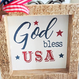 God Bless USA Sign, Patriotic Tiered Tray Decor, Fourth of July ...