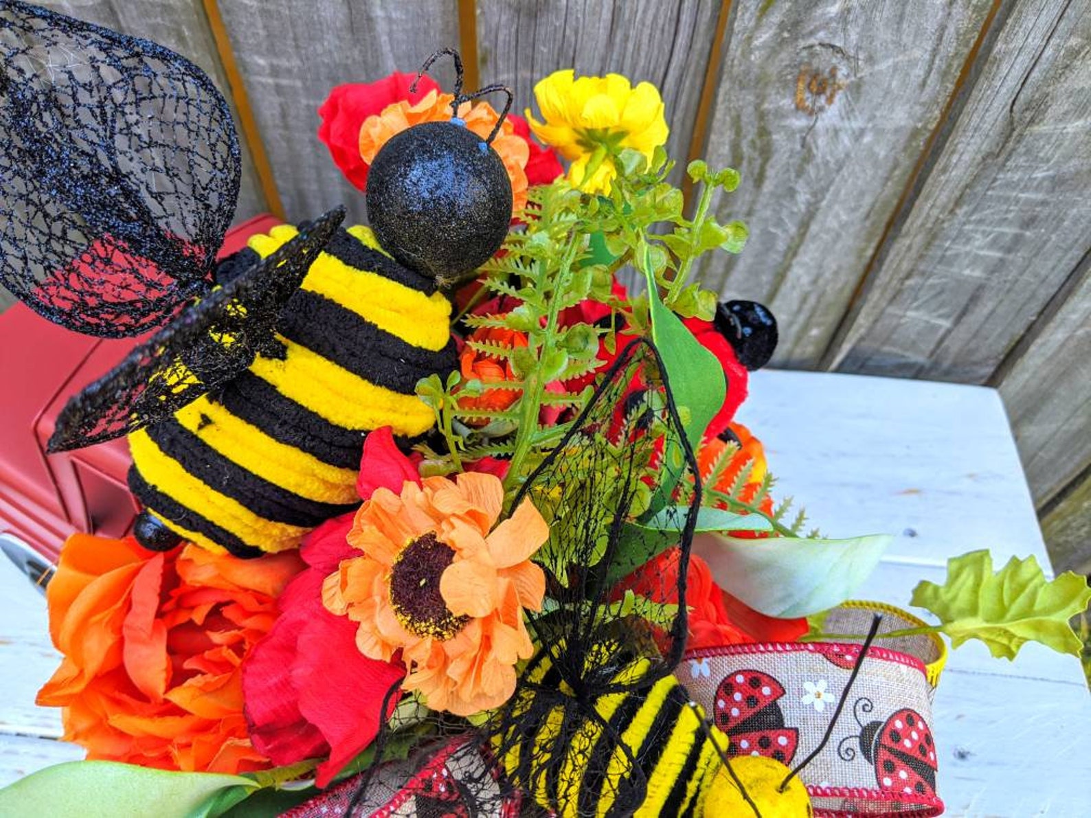 Spring Bee Centerpiece Red Truck Decor Ladybug Table Decor - Etsy