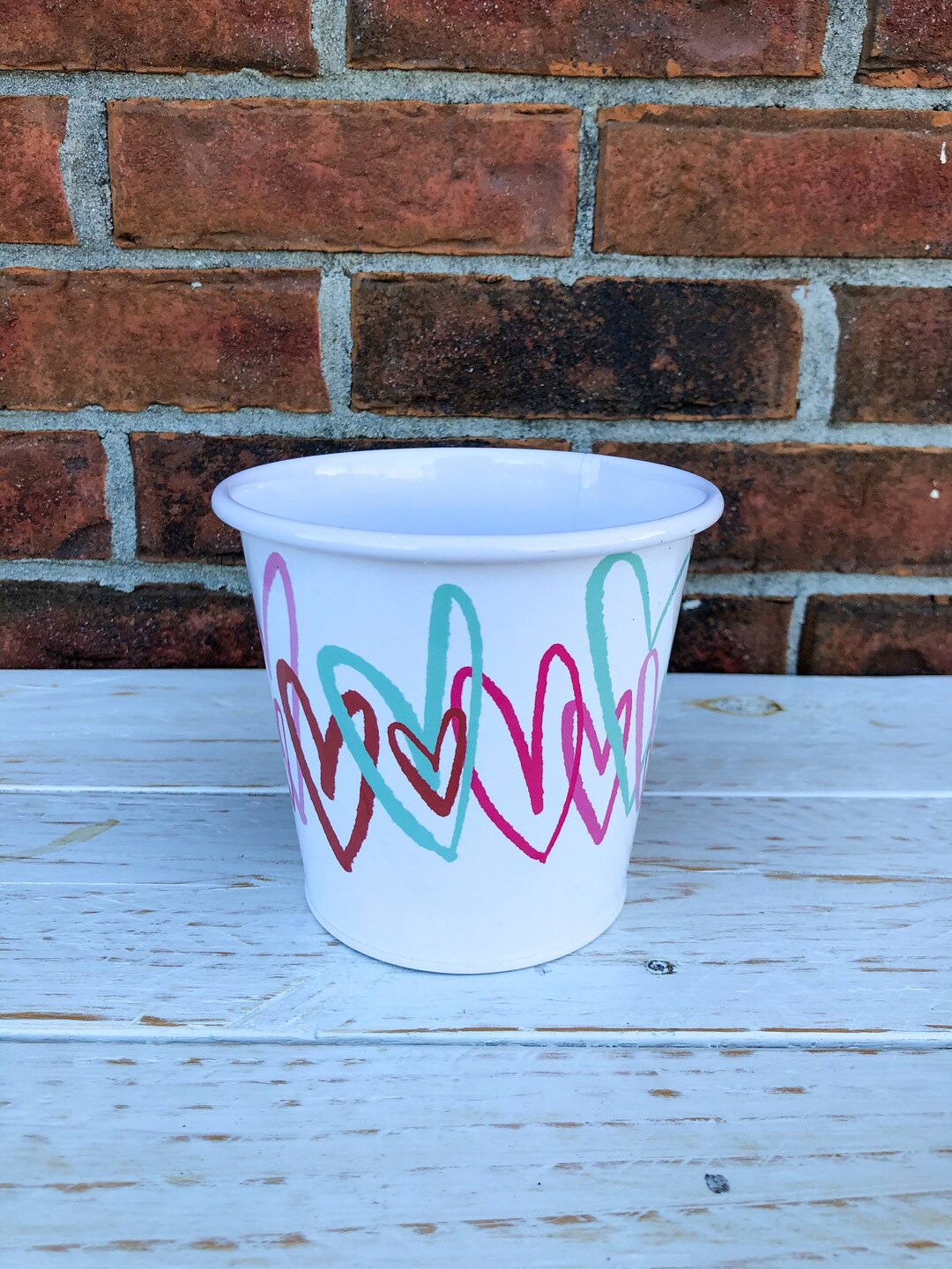 Valentine's Flower Pot, Metal Flower Bucket, Flower Pot With Hearts ...