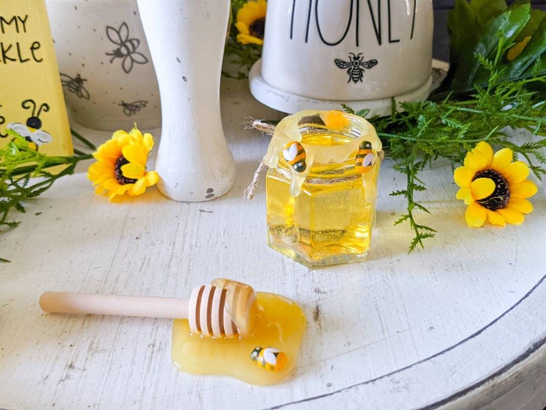 Fake Honey Jar Faux Honey Dipper Bee Tiered Tray Decor Fake - Etsy