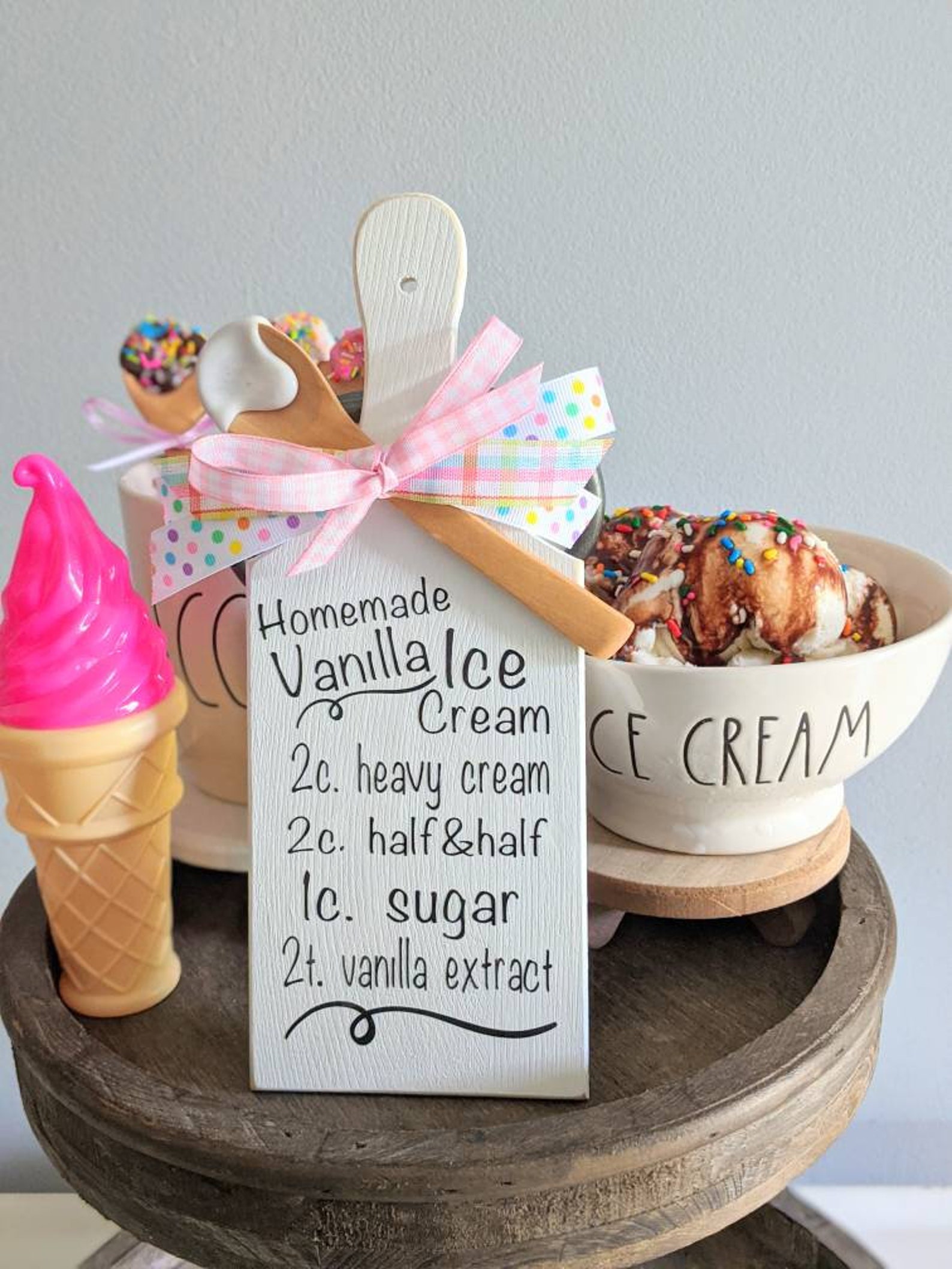 Ice Cream Sign Mini Cutting Board Ice Cream Tiered Tray - Etsy