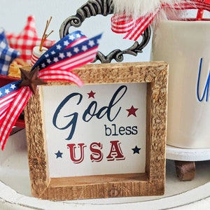 God Bless USA Sign, Patriotic Tiered Tray Decor, Fourth of July ...