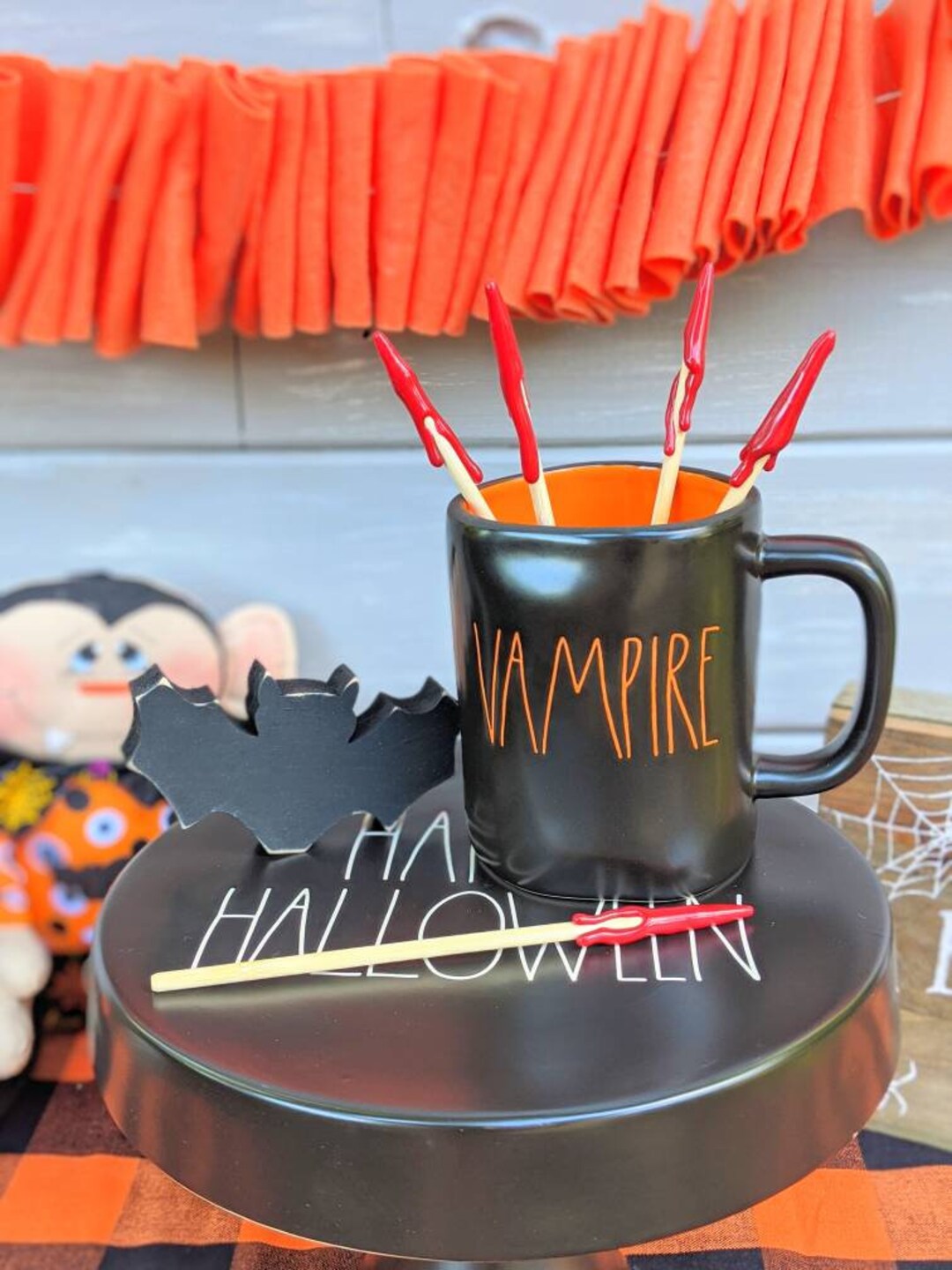 Fake Blood Vampire Stake, Halloween Tiered Tray Decor, Vampire Mug ...