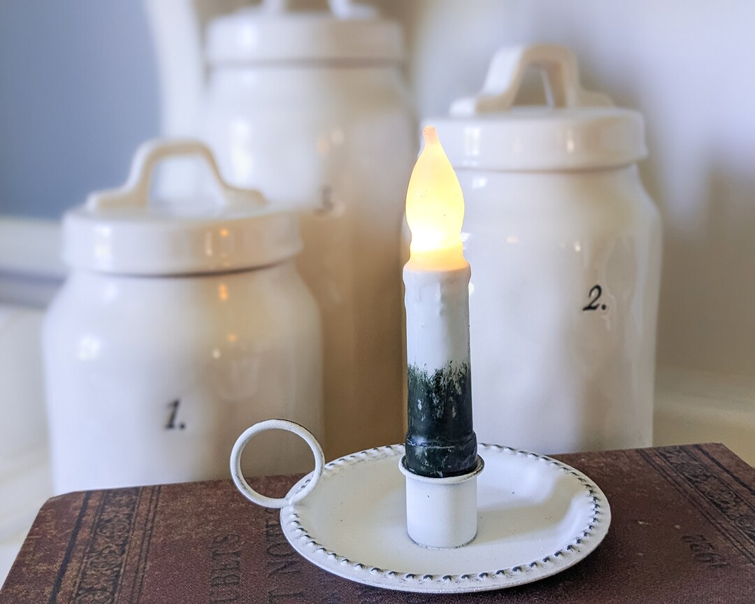 Ombre Taper Candle, Battery Operated Candle, Black & White Flameless ...