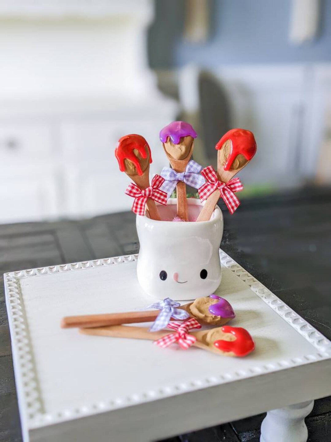 Fake Peanut Butter & Jelly Mini Spoon, Tiered Tray Decor, Faux Peanut ...