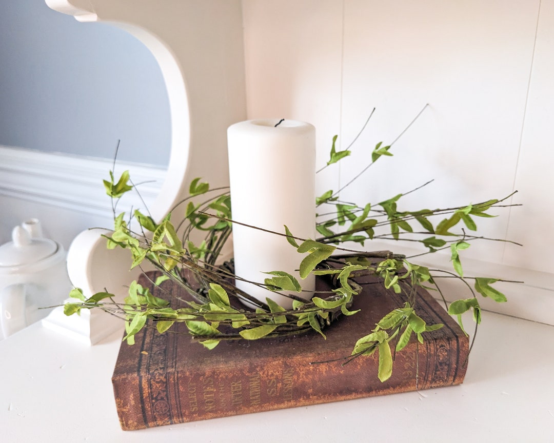 Twig Leaf Candle Ring, Greenery Candle Ring, Pillar Candle Ring ...
