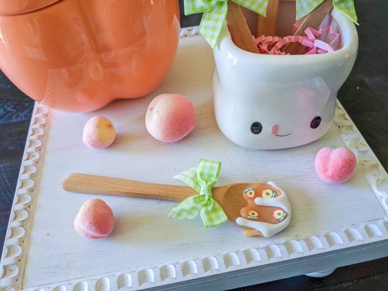 Fake Peaches and Cream Mini Spoon Peach Tiered Tray Decor - Etsy