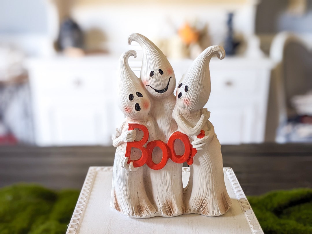 Ghost Family Figurine, Vintage Style Halloween Decor, Happy Ghost Decor ...