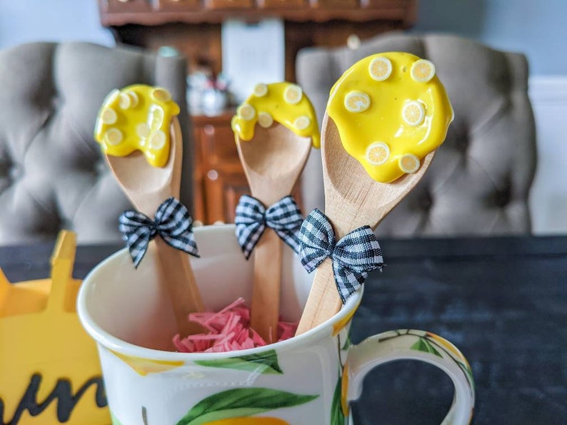 Fake Lemonade Spoons, Lemon Tiered Tray Decor, Lemon Mug Topper, Mini ...