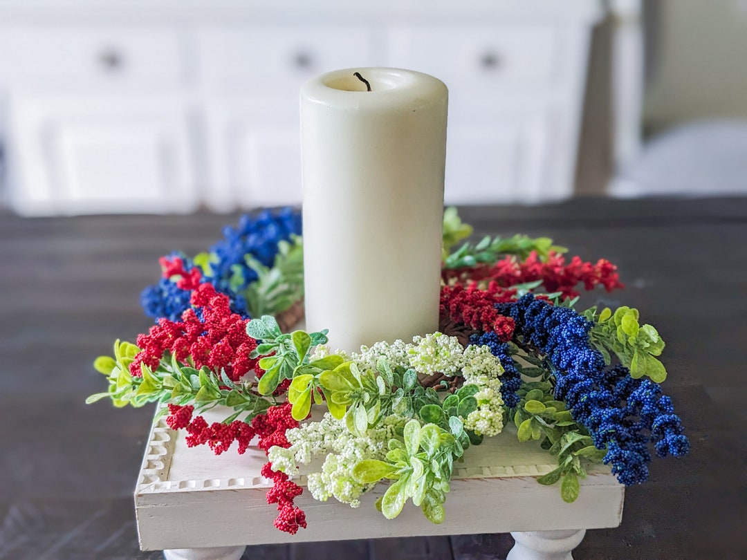 Red White & Blue Candle Ring, Patriotic Candle Ring, Heather and ...