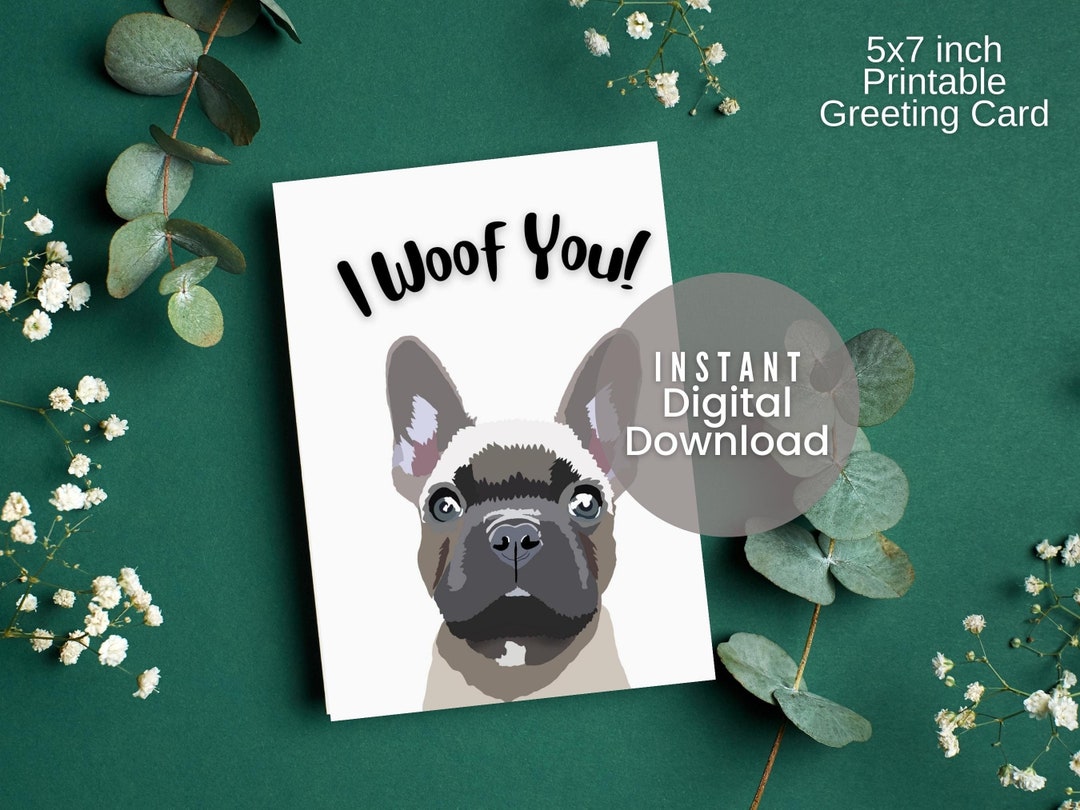 Printable Dog Greeting Cardillustrated Dog Cardgreeting Card - Etsy