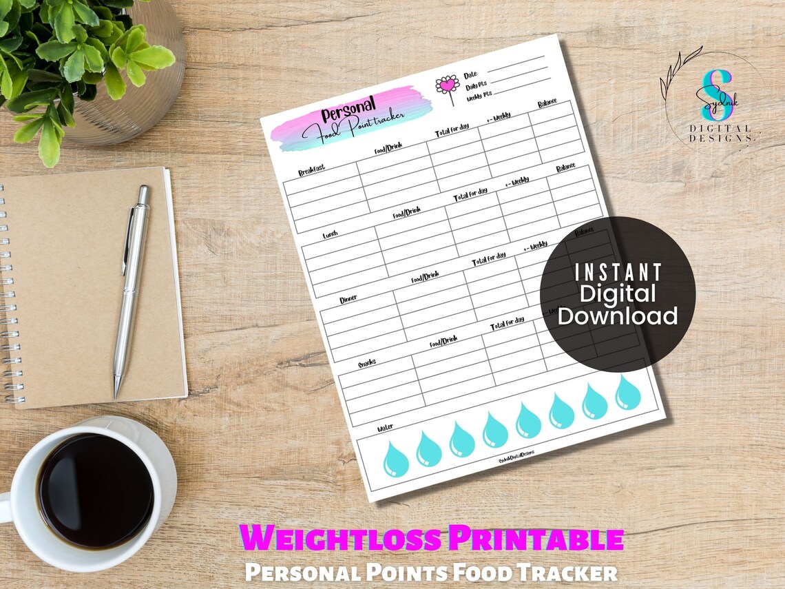 Printable Personal Food Point Tracker |daily Point Tracker| Point ...