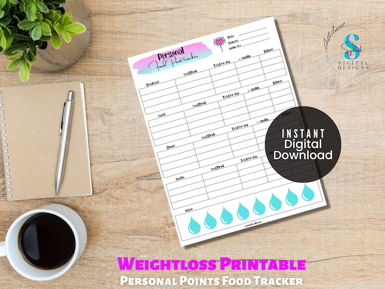 Printable Personal Food Point Tracker |daily Point Tracker| Point ...