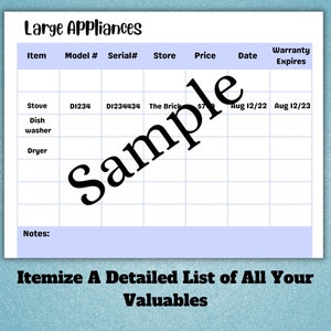 Home Item Inventory|printable Inventory List| Inventory List for ...