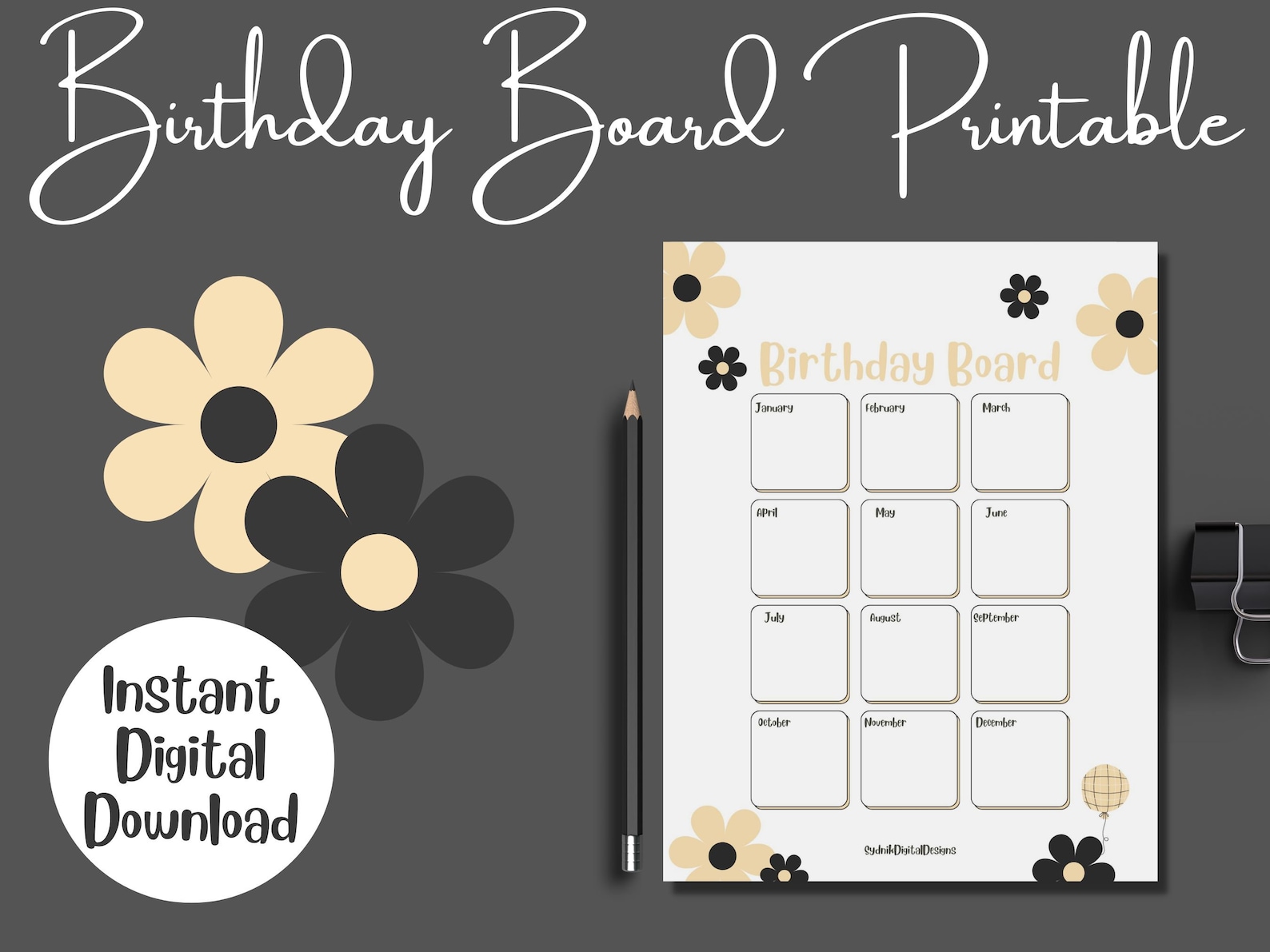 Birthday Board Printable|birthday Tracker|printable Birthday Tracker ...
