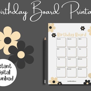 Birthday Board Printable|birthday Tracker|printable Birthday Tracker ...