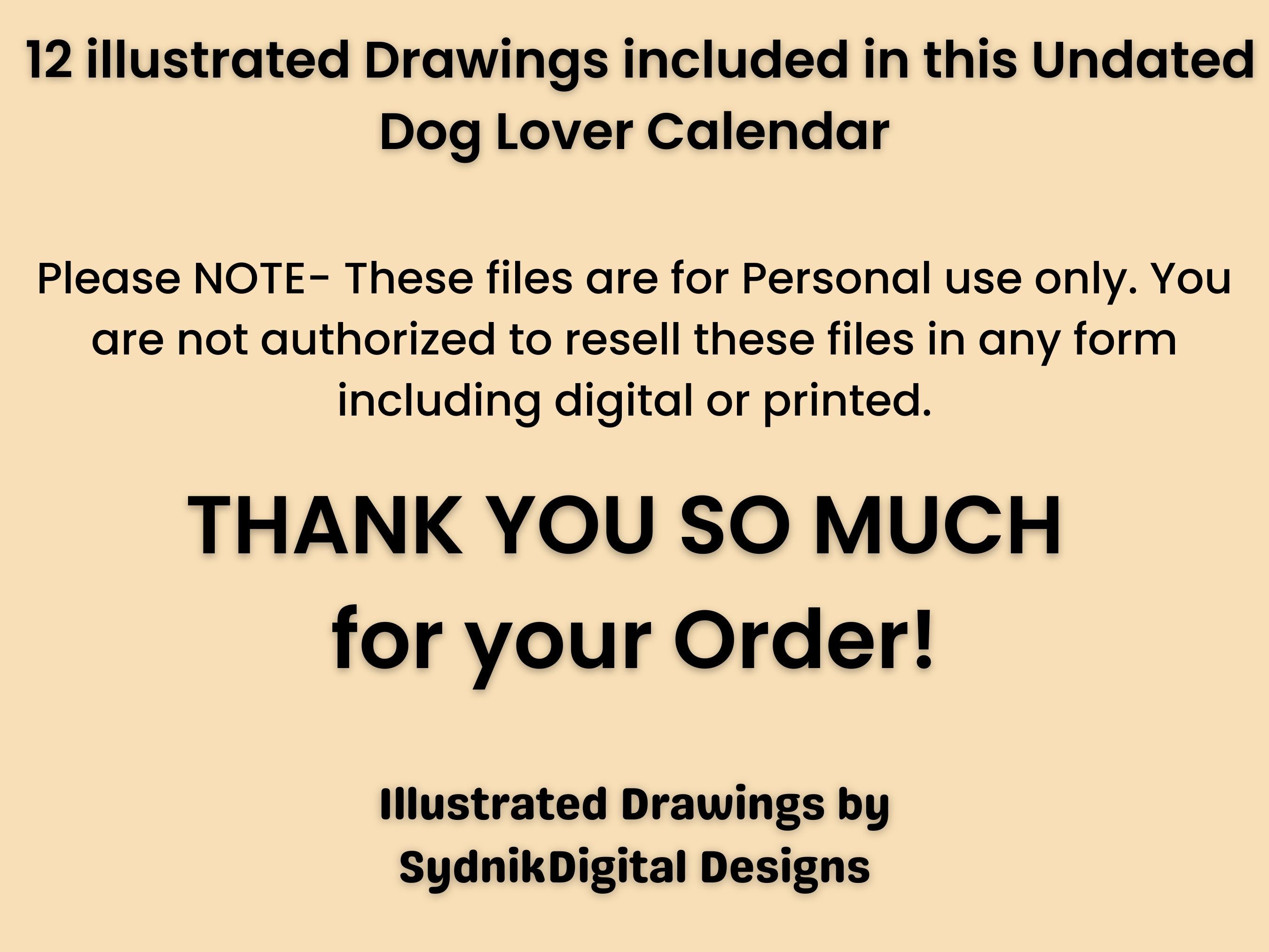 Printable Dog Lover Calendar| Portrait Calendar| Printable Calendar ...