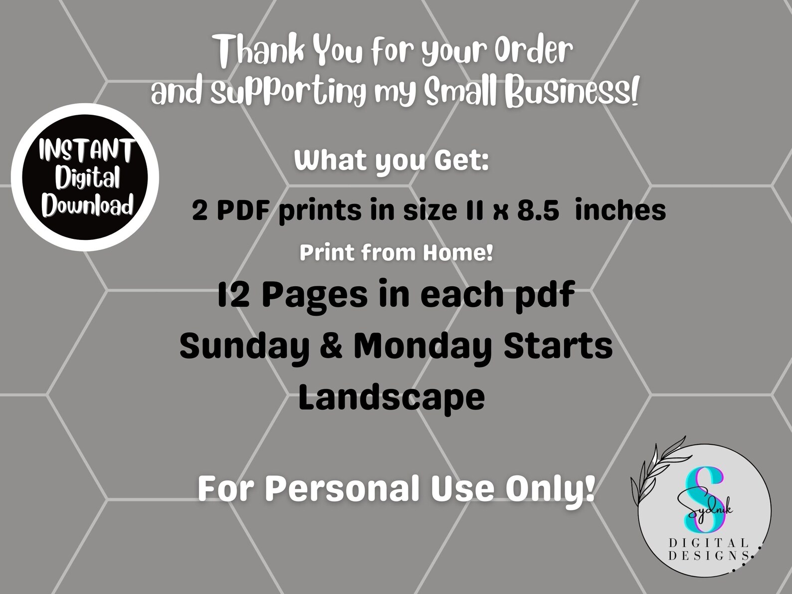 Undated Printable Dog Lover Calendar| Landscape Printable Calendar| Dog ...