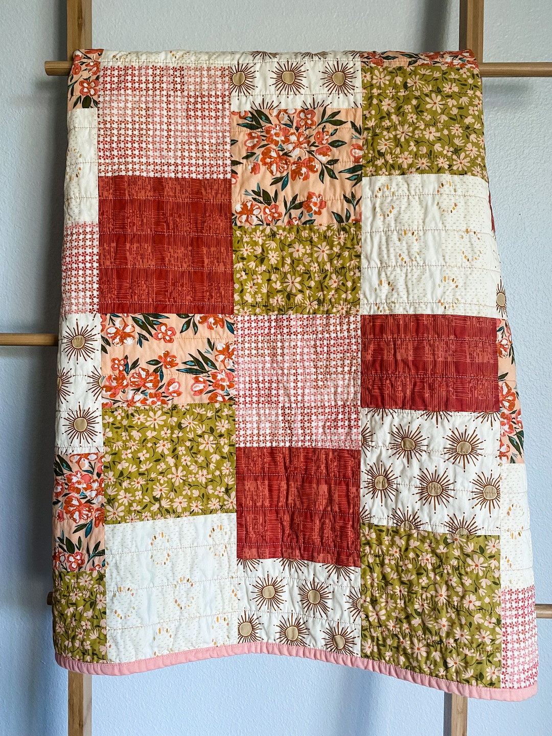 Boho Baby Quilt Handmade Baby Girl Quilt Floral Quilt Sunshine Quilt - Etsy