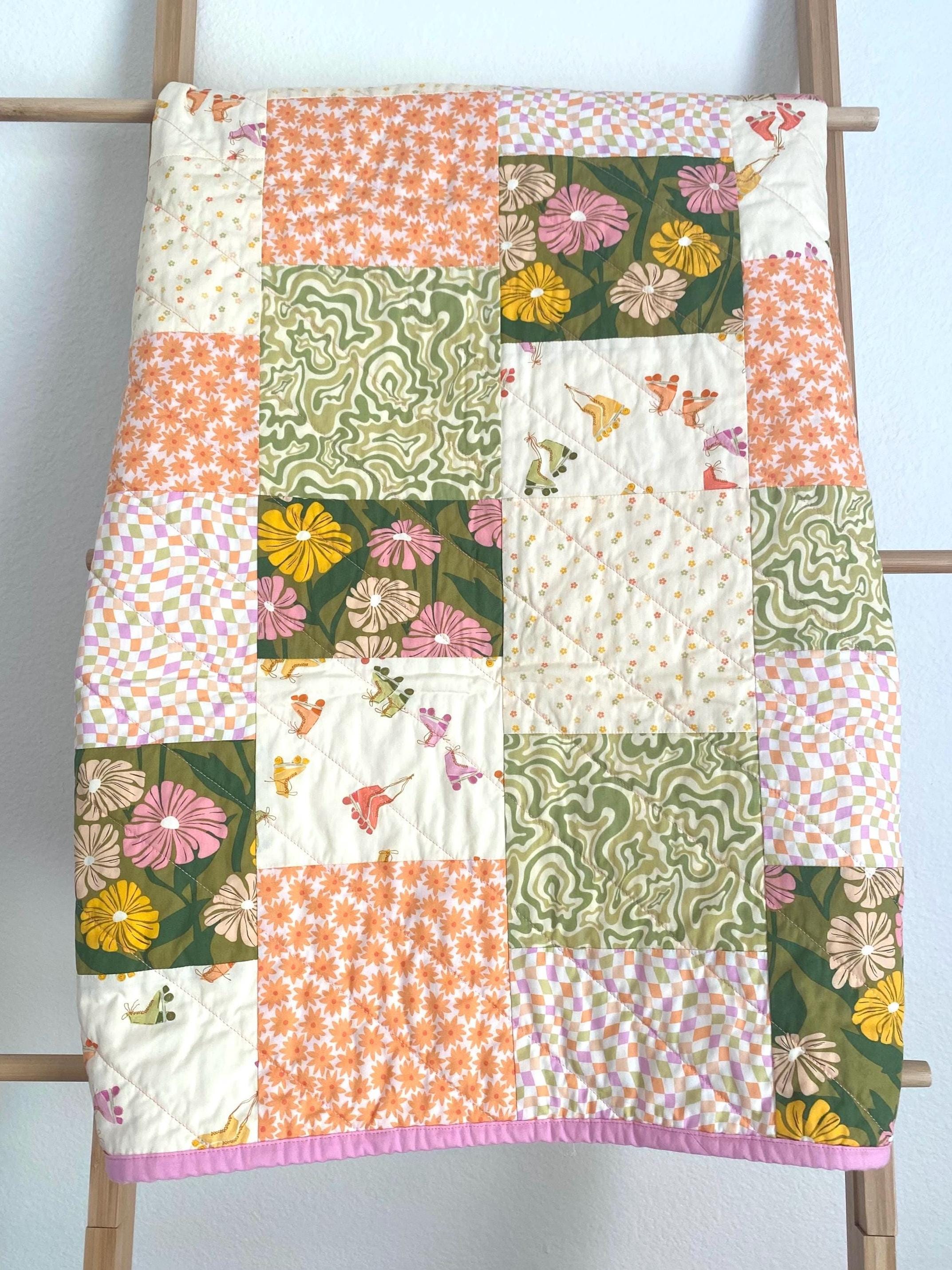 Retro Fun Quilt - Handmade Baby Girl Quilt - Patchwork Baby Quilt - Etsy