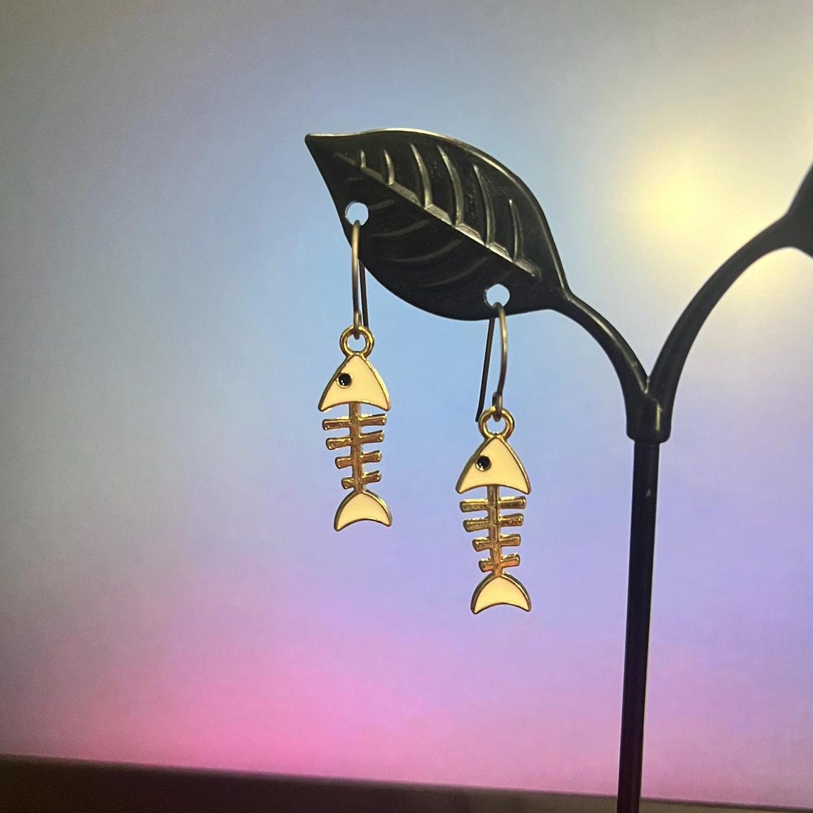Titanium Fish Bone Earrings | Hypoallergenic Earrings | Dangle Earrings ...