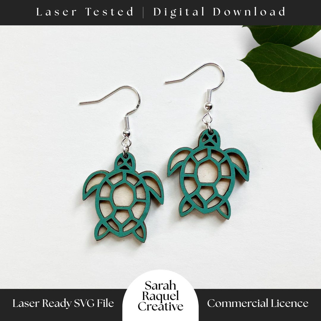 Turtle Earrings SVG File – Beachy Sea Turtle Dangle Earrings – Summer ...