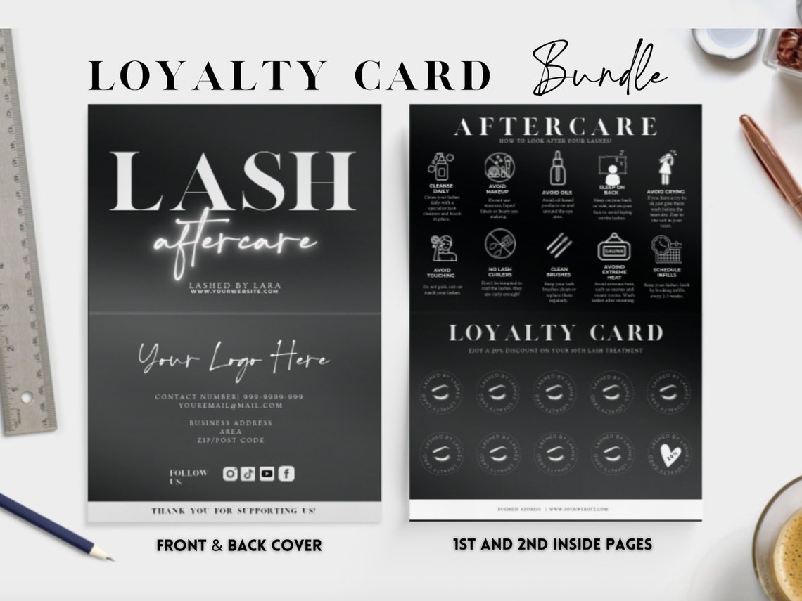 Editable Lash Tech Loyalty Aftercare Card Template (digital Download ...