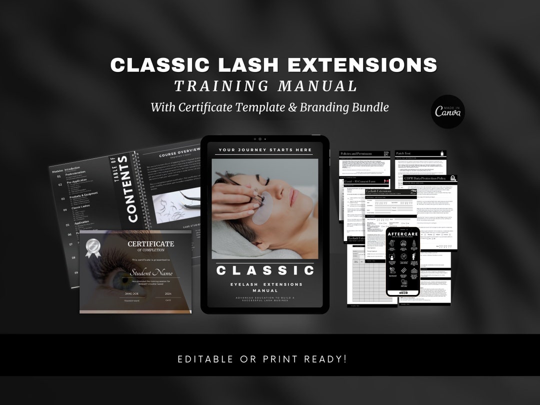 Classic Lash Extension Training Manual,students,trainers.editable Ebook ...
