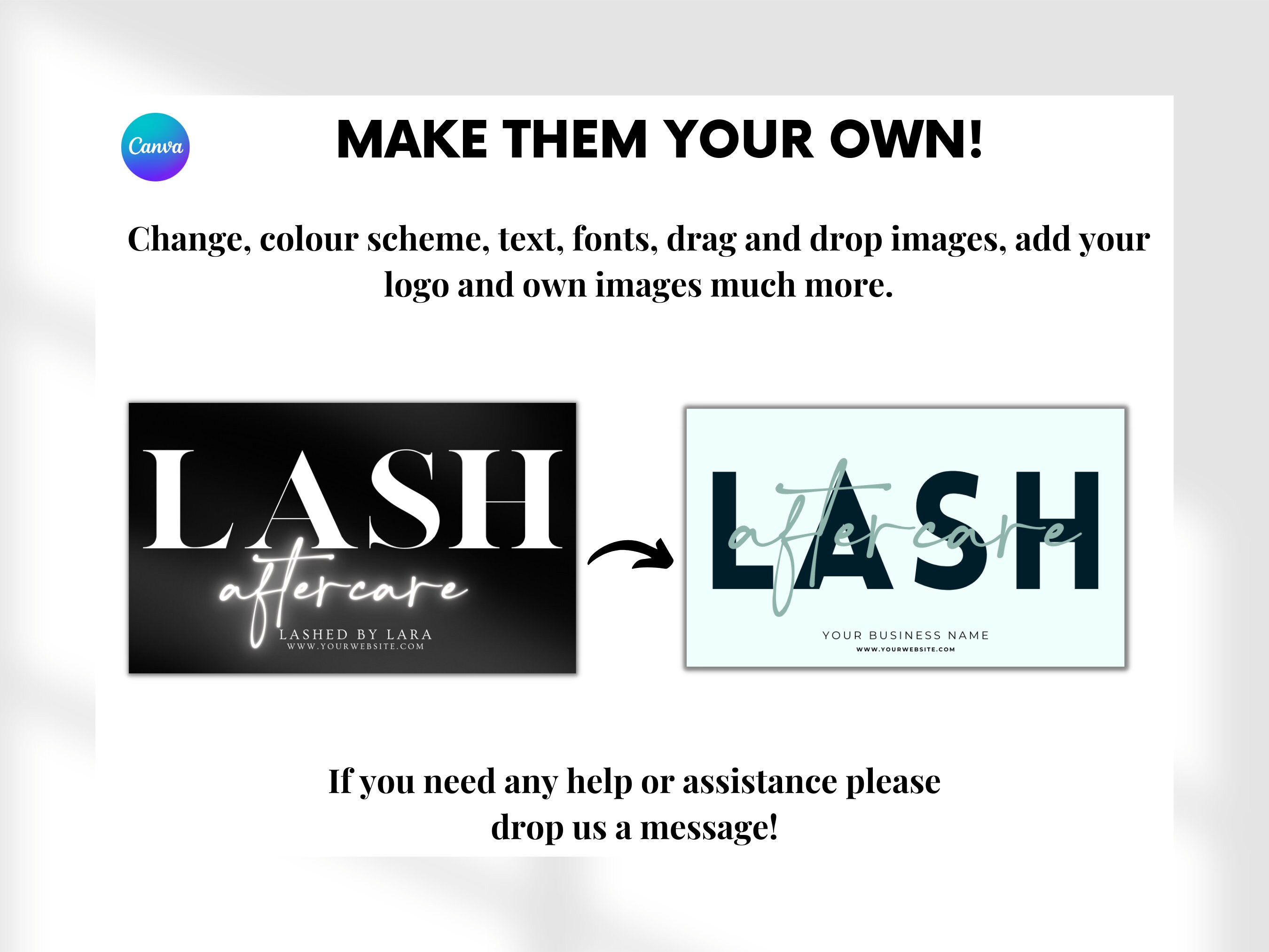 Editable Lash Tech Loyalty Aftercare Card Template (digital Download ...